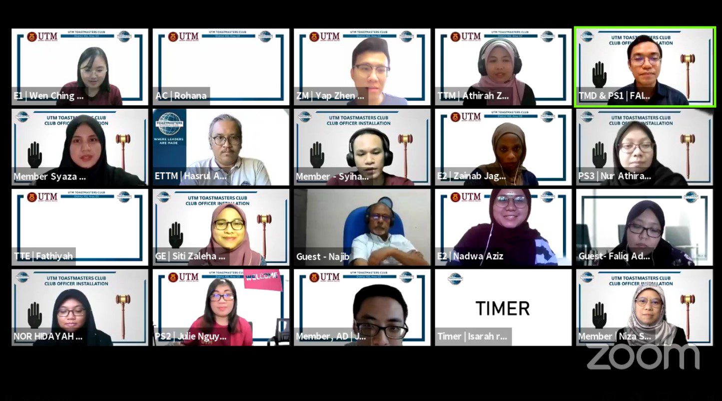 Virtual Installation Ceremony of UTM Toastmasters Club New Term’s ...