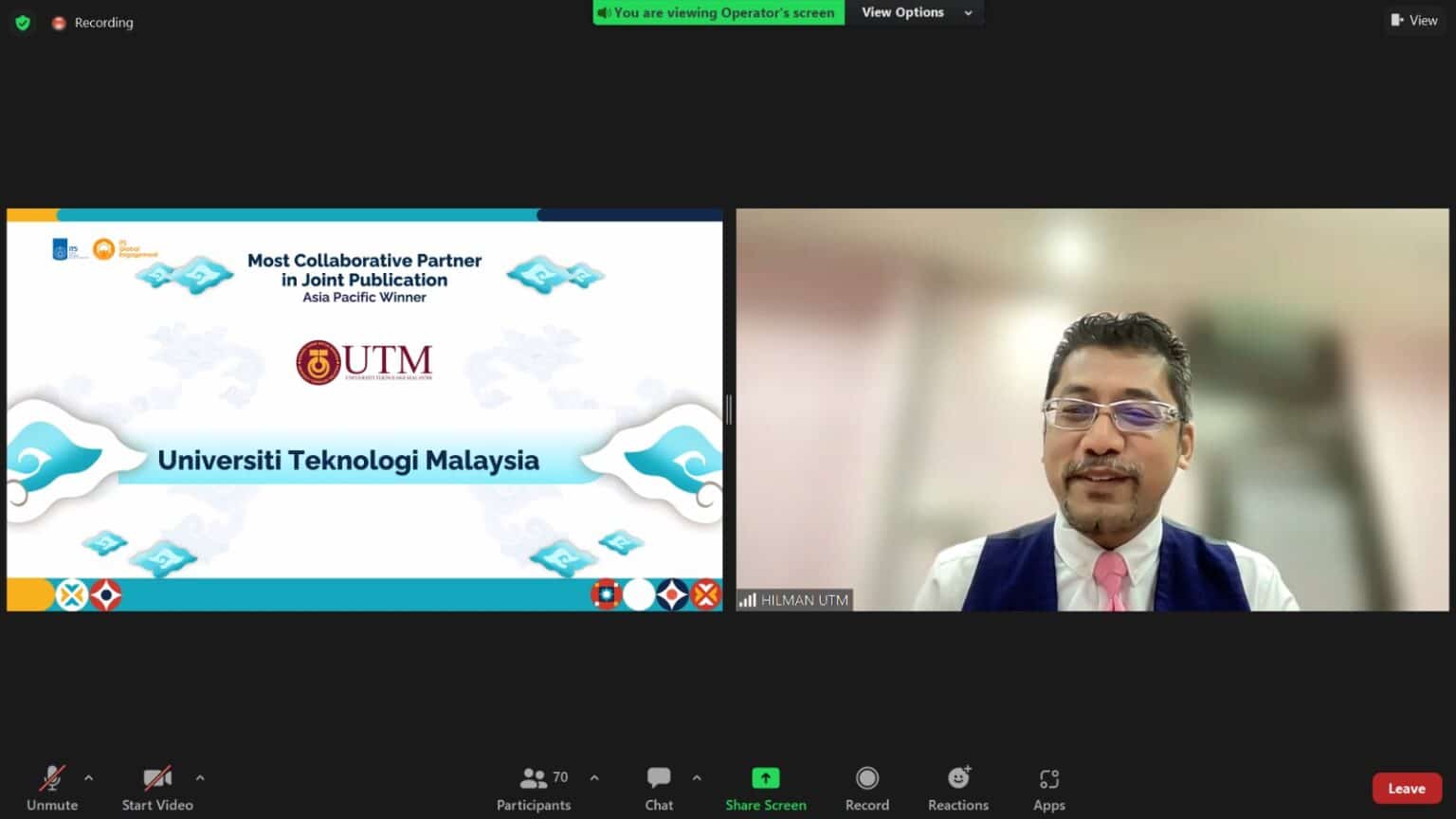 UTM won ITS “The Most Collaborative Partners in Joint Publication” Award – UTM NewsHub