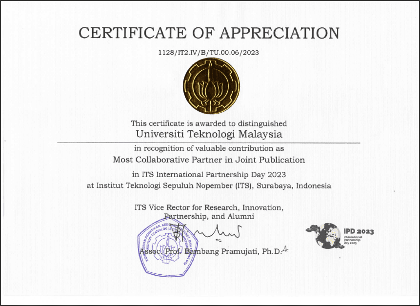 UTM won ITS “The Most Collaborative Partners in Joint Publication” Award – UTM NewsHub