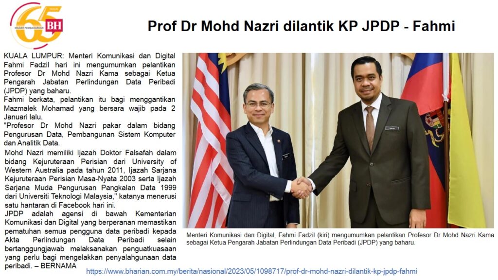 Prof Dr Mohd Nazri dilantik KP JPDP – Fahmi – UTM NewsHub