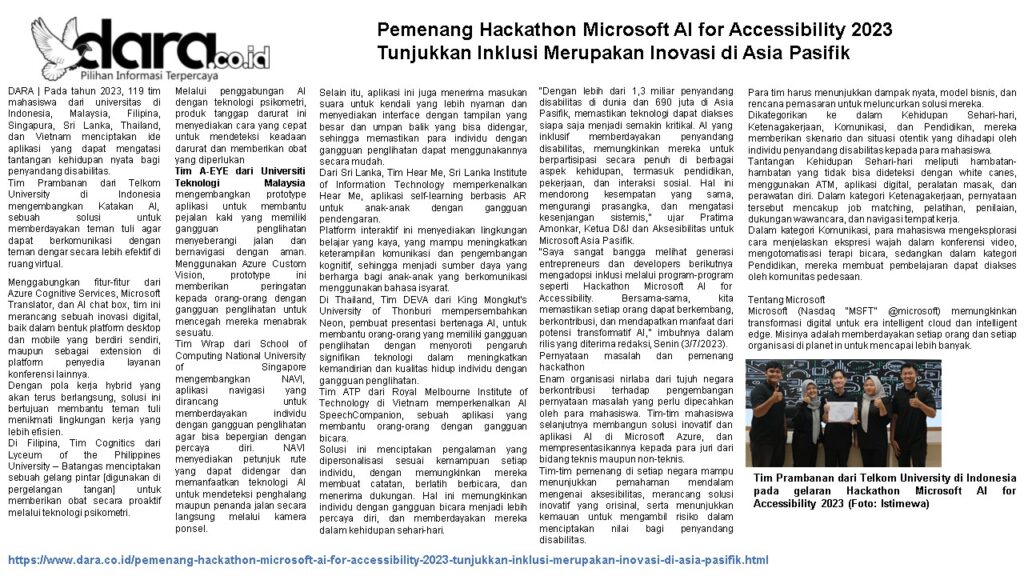 Pemenang Hackathon Microsoft AI for Accessibility 2023 Tunjukkan Inklusi Merupakan Inovasi di ...